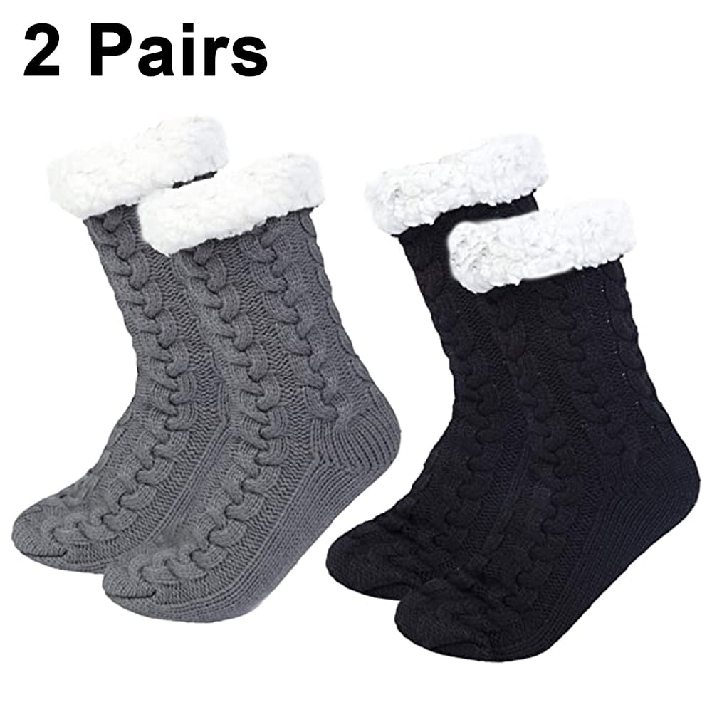 2 pairs Fuzzy Socks for Women Fluffy Cozy Winter Warm Soft Fleece Comfy ...