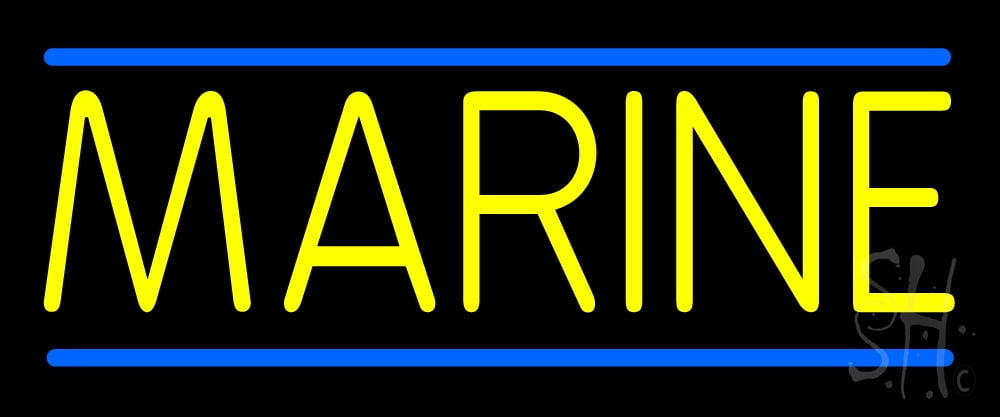 Yellow Marines LED Neon Sign 6 x 15 - inches, Black Square Cut Acrylic ...
