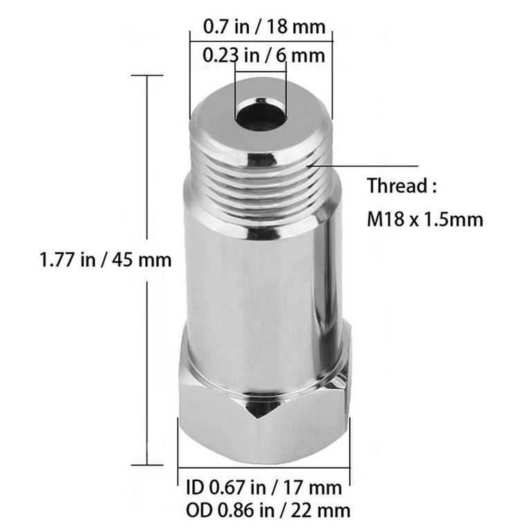 2 Threaded Coupling Stainless Steel Exhaust Extension Pipe – M18×1.5 ...