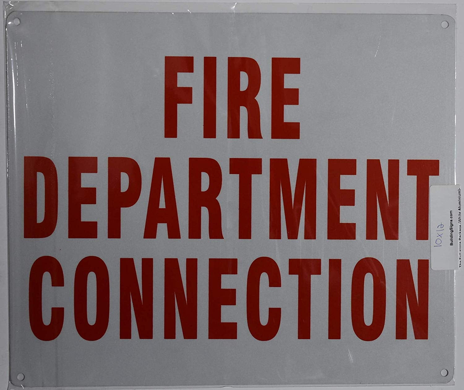 FIRE Department Connection Sign (White, Reflective, Aluminium 10x12 ...
