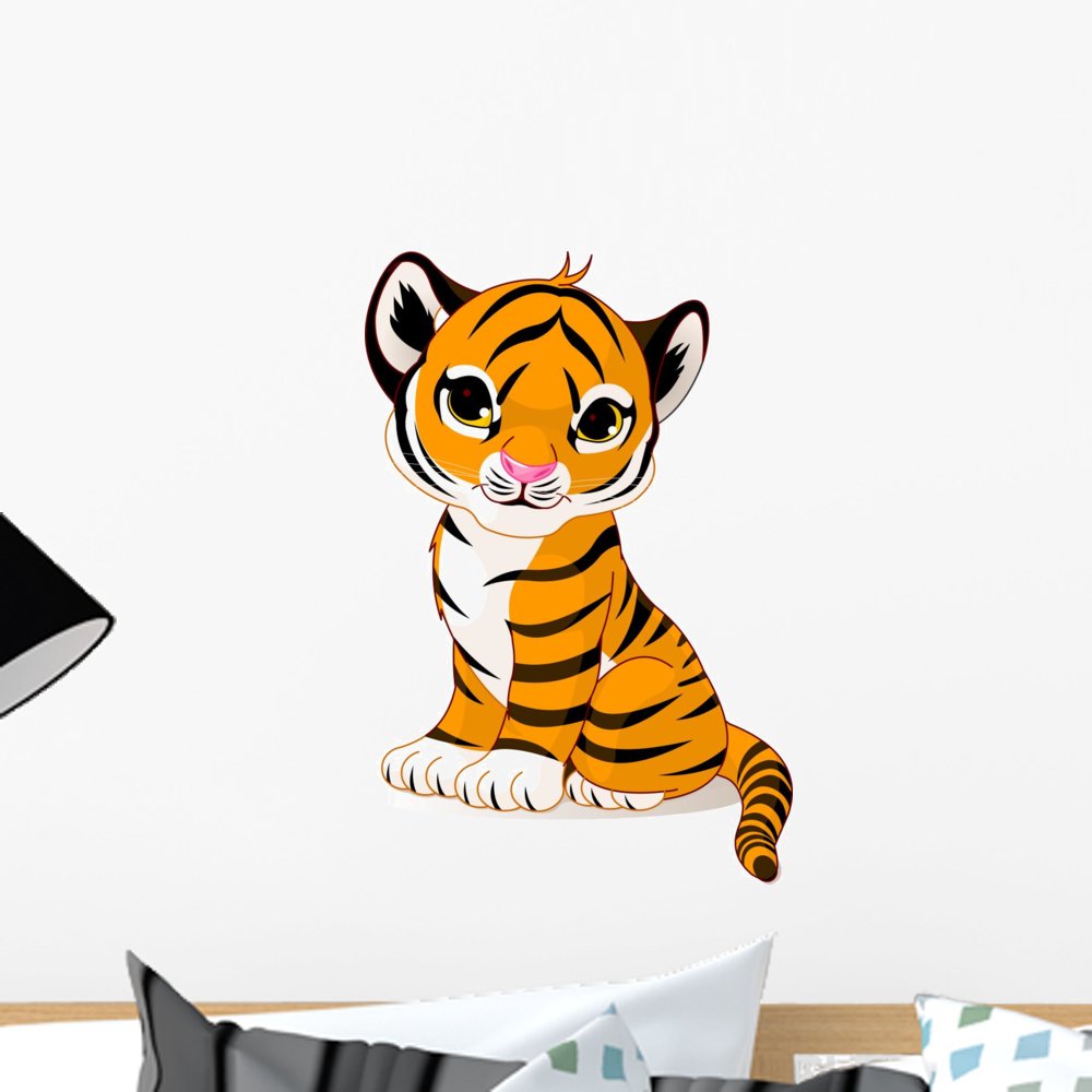 Cute Tiger Cub Wall Decal Sticker by Wallmonkeys Peel and Stick Graphic ...
