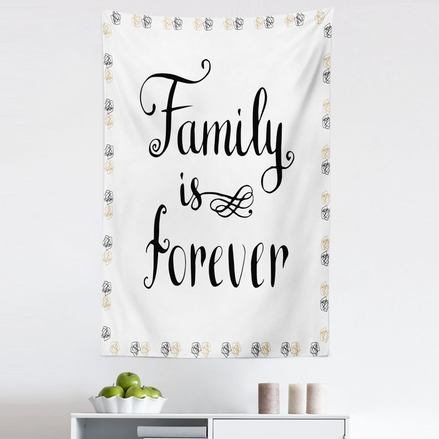 Retro Tapestry, Ink Writing Words About Family Framework Sketchy ...