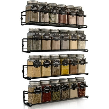 Wall-mount Spice Rack with guard rail, Chrome - Set of 4 - Walmart.com