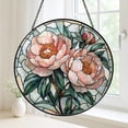 Peony Floral Stained Glass Style Suncatcher Window Hanging, Botanical ...