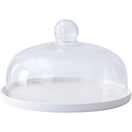 Clear Glass Dome Cloche with Ceramic Base Tay Handle Cloche Bell Jar ...