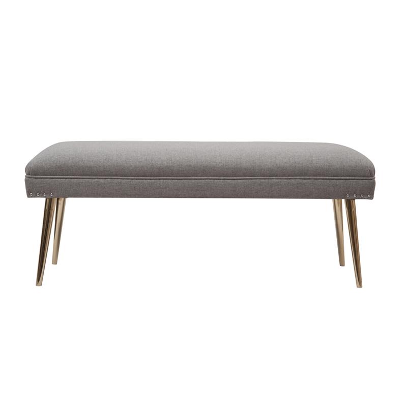 Pamela Entryway Bench Polished Gold Legs Light Grey - Walmart.com
