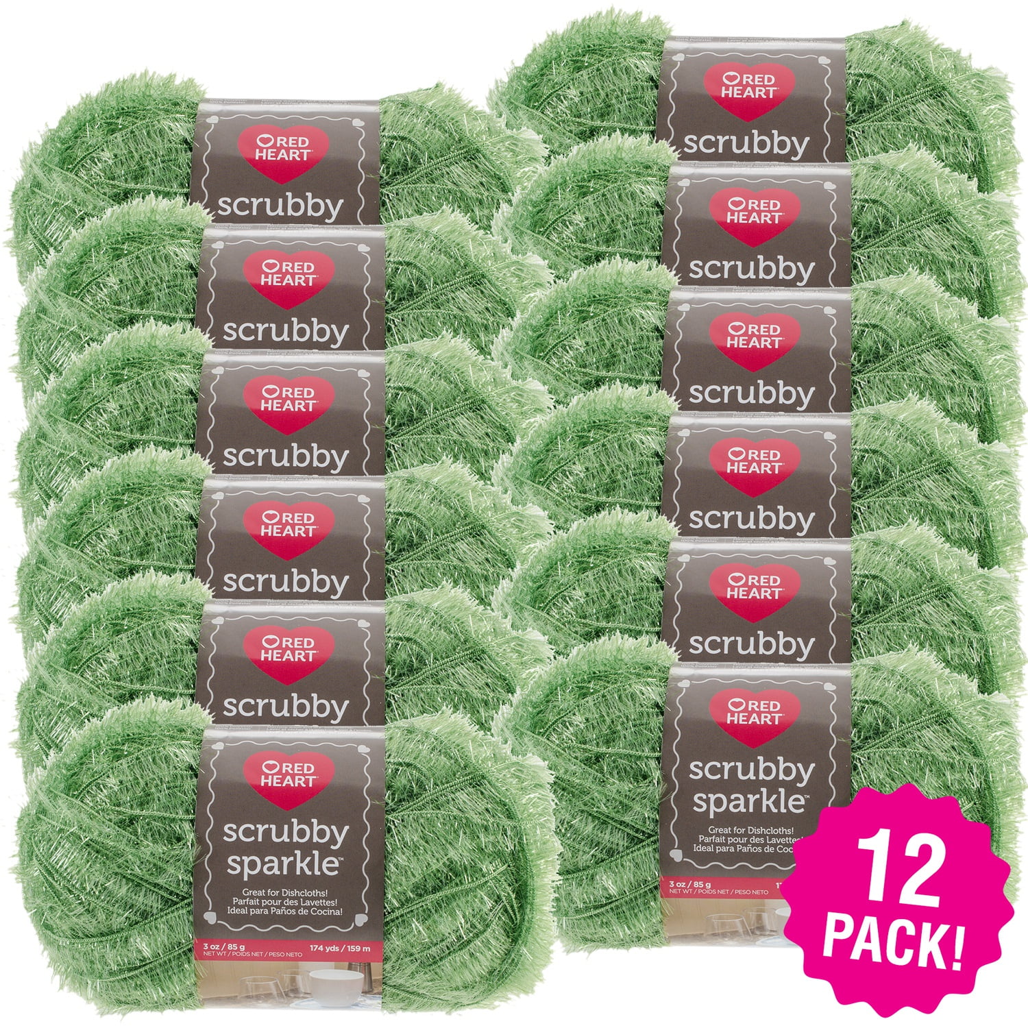 Red Heart Scrubby Sparkle Yarn 12/Pk-Avocado | Walmart Canada