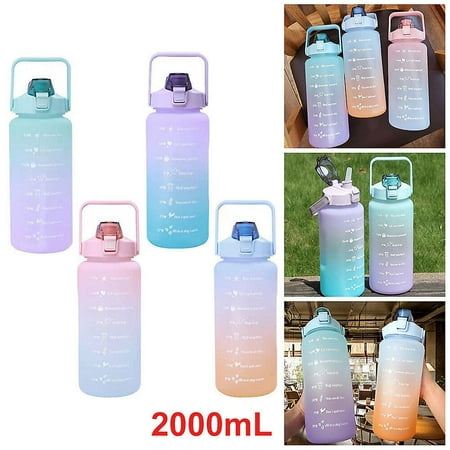 Large 2l Sports Water Bottle Time Marker With Straw Gym Travel Drinking Bottle | Walmart Canada