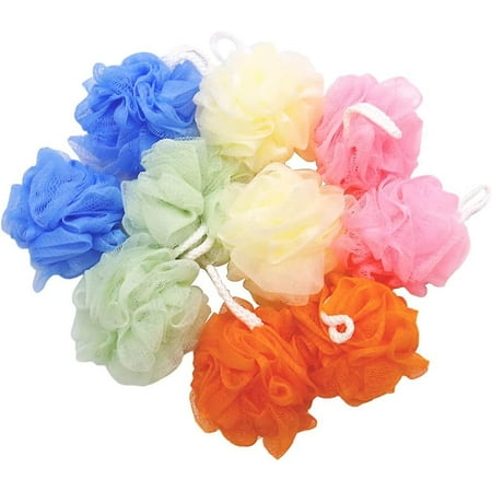 10 Pack Shower Sponge Loofahs,multi-color Mesh Pouf Bath Poof Shower ...