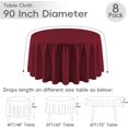 8 Pack 90 Inch Burgundy Round Tablecloth, Washable Polyester Table ...