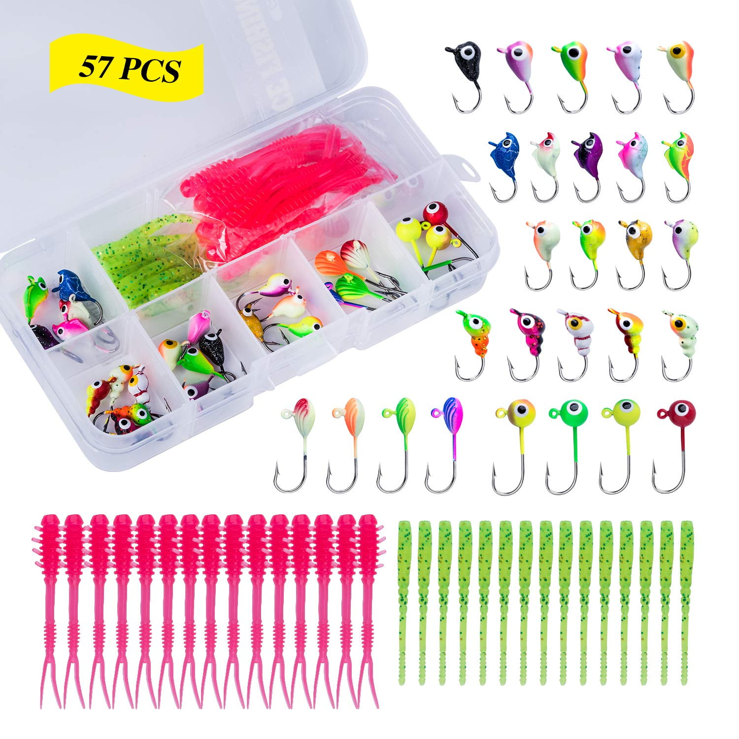 Goture Ice Fishing Jigs Tungsten Kit with Carbon Steel Hooks in Tackle ...