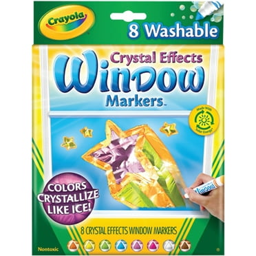 Crayola Kids Assorted Colored XL Washable Window Markers, 8 Count ...