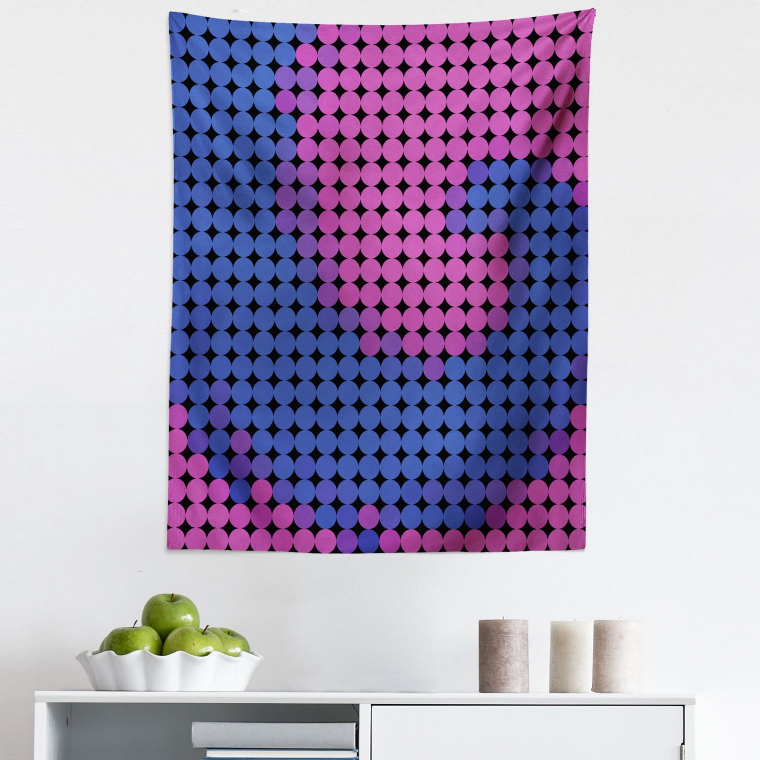 Spires Tapestry, Spiral Background with Pixel Dotted Flat Design Odd ...