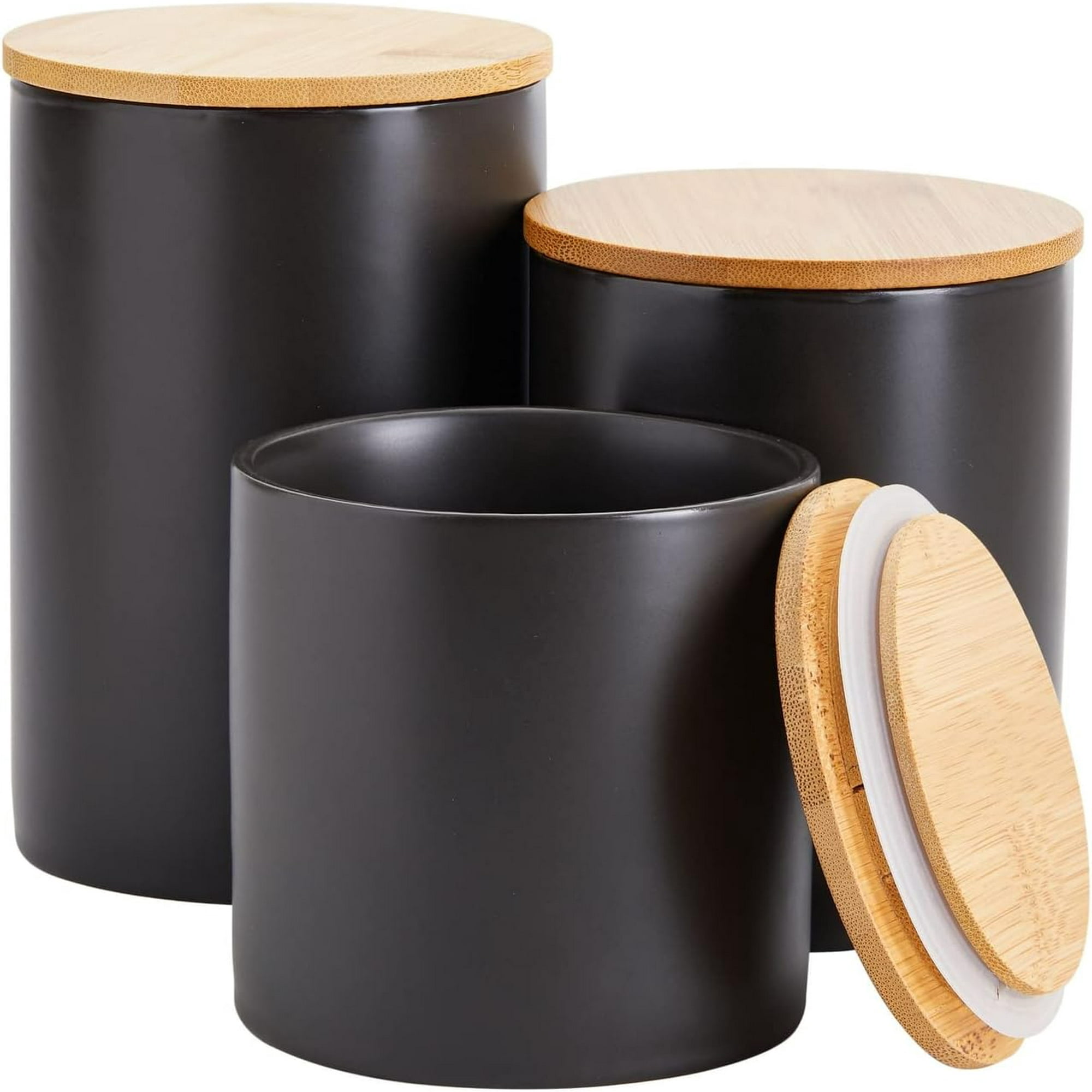 Click here for Salafire Set Of 3 Matte Black Kitchen Canister Wit... prices