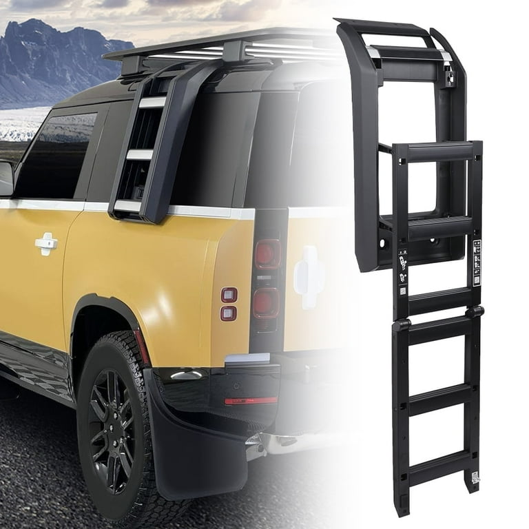 CROSSDESIGN Roof Rack Side Access Ladder Fit for Land Rover Defender 90 or 110 2022 Black