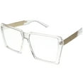 Oversize Modern Chunky Square Eyeglasses Flat Clear Lens 60mm (Clear ...