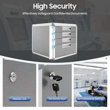 5 Layers Desktop Drawer Organizer w/Lock 14''×13''×12'' Storage File ...