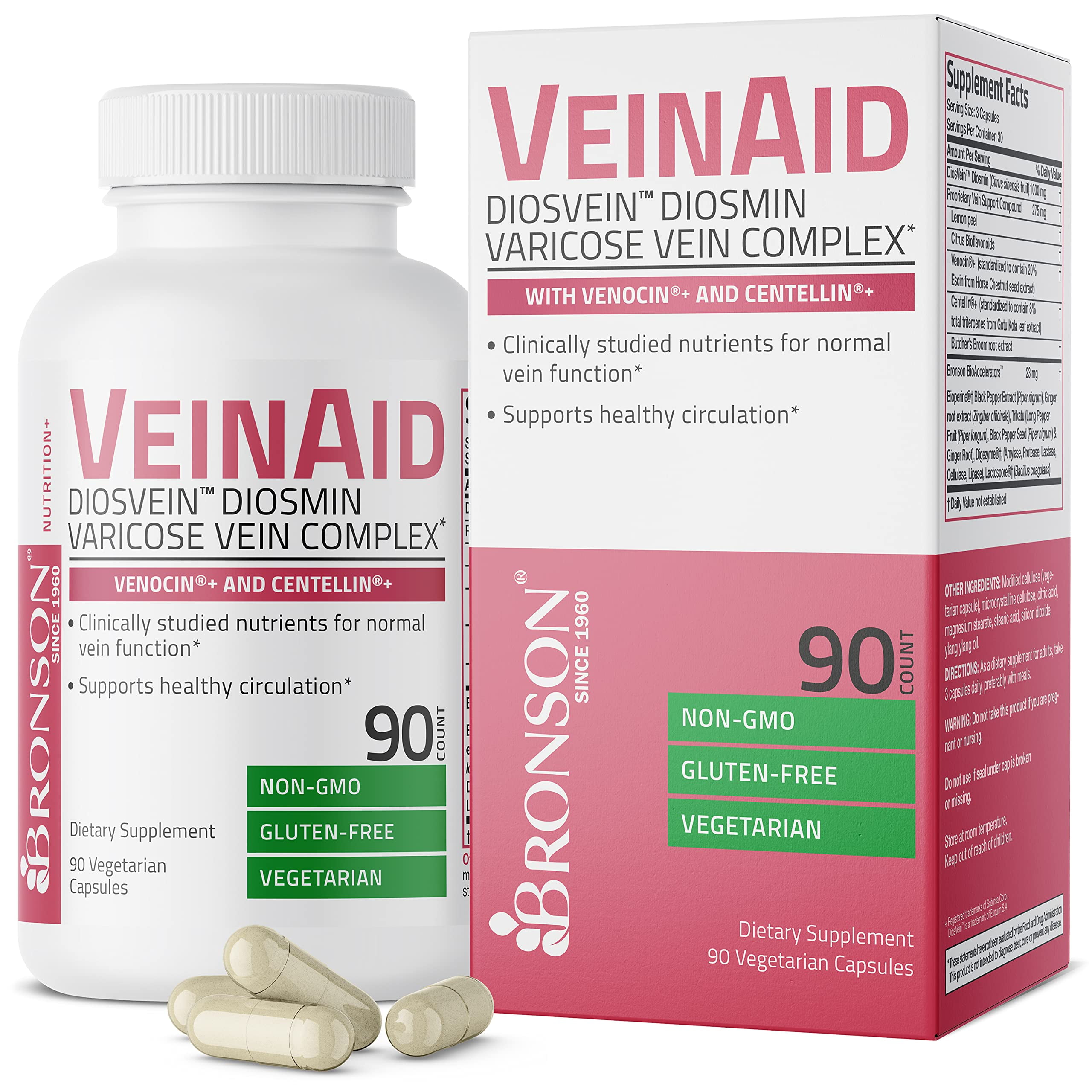 Bronson VeinAid DiosVein Diosmin Varicose Vein Complex with Venocin ...