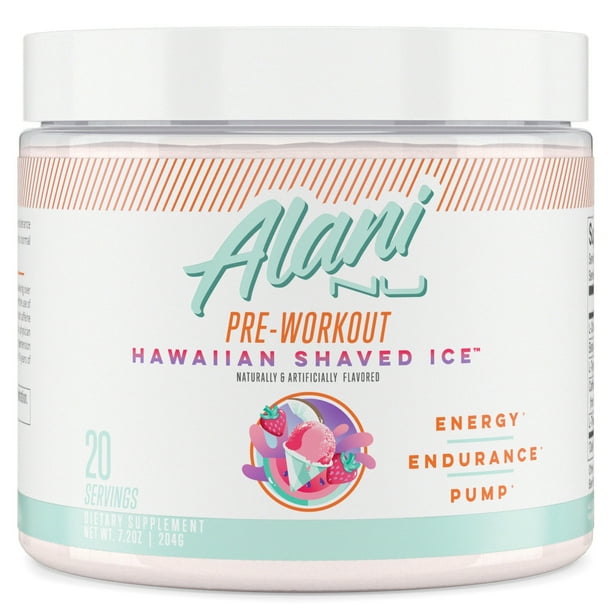 Alani Nu Pre-Workout Powder, Hawaiian Shaved Ice, 7.3oz, 20 Servings ...