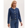 DARING DIVA Women's Collarless Long Sleeve Button Down Jean Jacket 2XL ...