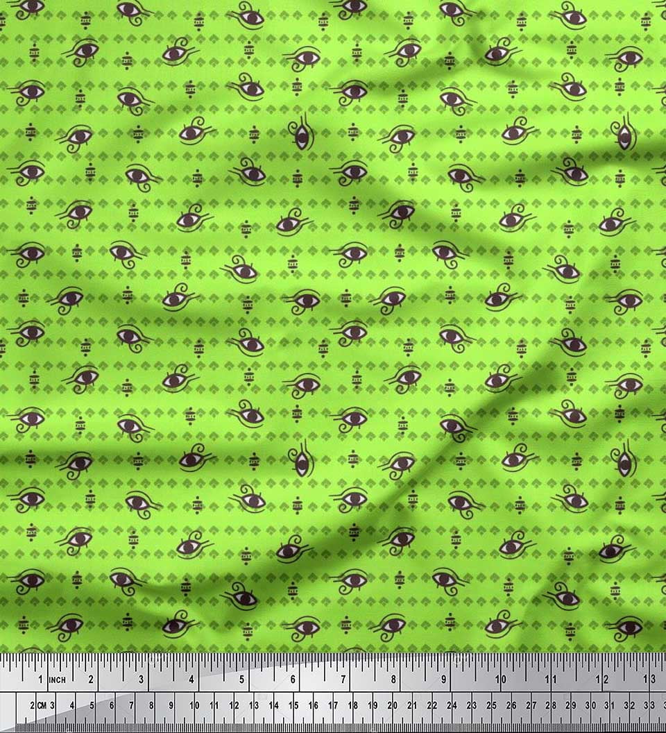 Soimoi Satin Silk Fabric Eyes Face Print Fabric by the Yard 42 Inch ...