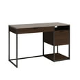 Sauder International Lux Single Pedestal Desk, Umber Wood Finish ...