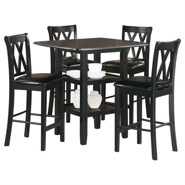 Lexicon Norman 5 Piece Solid Wood Counter Height Dining Set in Black ...