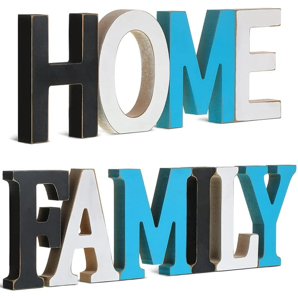 2 Sets Wood Home Sign and Rustic Wood Family Sign Decorative Wooden ...