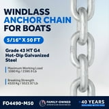 Five Oceans Marine Grade Windlass Anchor Chains for Boats, 5/16-Inch x ...