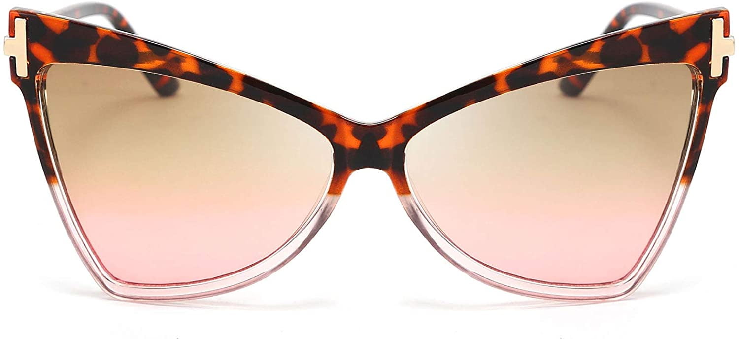 Feisedy Fashion Women Cateye Sunglasses Retro Oversized Cat Eye Shades