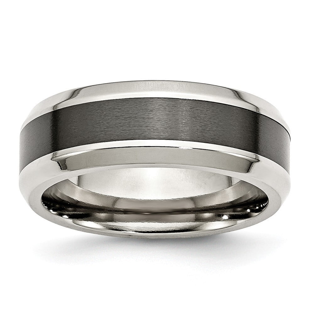 8mm Stainless Steel Base With Polished Black Ceramic Center Beveled ...