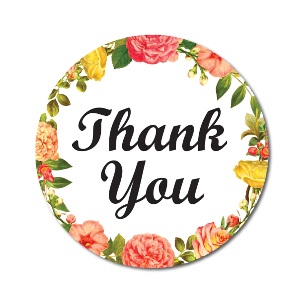 Darling Souvenir Thank You White Stickers 1.6 Inches Round Floral ...