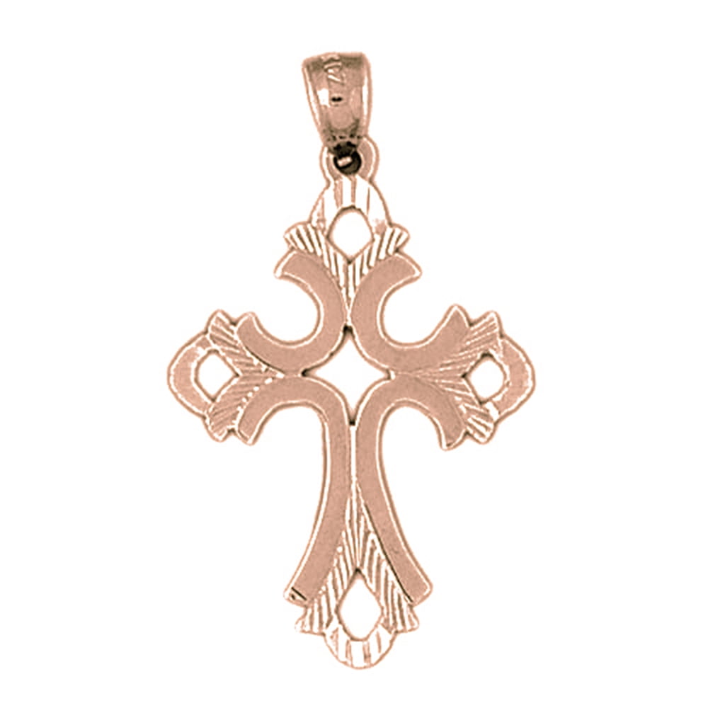 14K Rose Gold Cross Pendant - 36 mm - Walmart.com