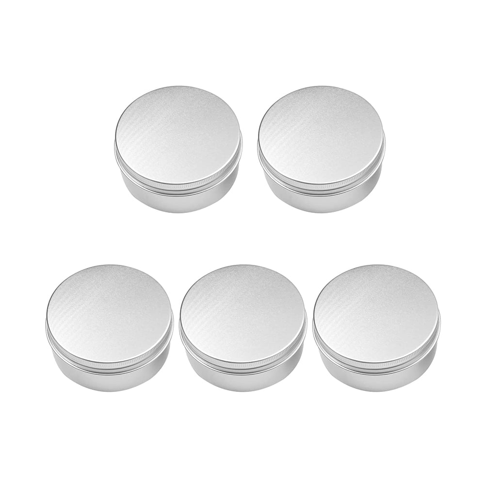 LTKJ 5 Pack 2 Oz Metal Round Tins Aluminum Tin Cans Containers with ...