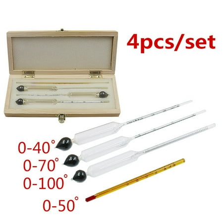 4Pcs/Set Liquor Density Alcohol Meter Testers Thermometer 0-100% ...