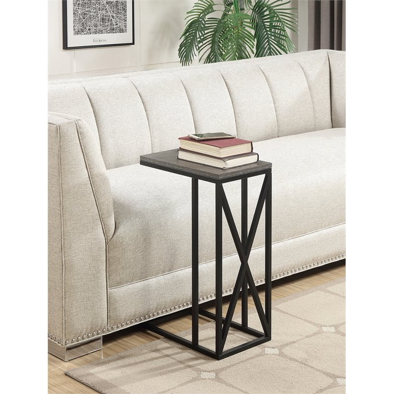 Pemberly Row C End Table in Weathered Gray Wood and Black Metal ...