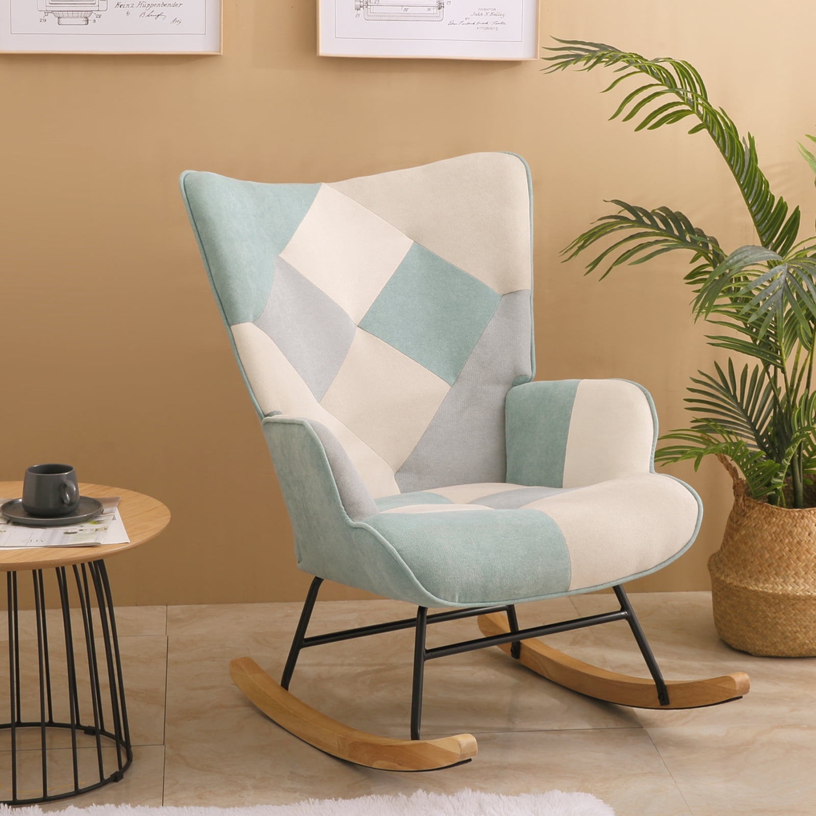 KGOPK Accent Rocking Chair, Colorful Patchwork Armchair, Living Room ...