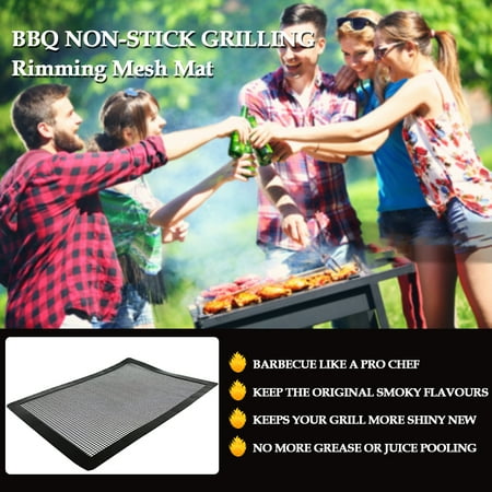 BBQ Grill Mesh Mat Non-stick Grilling Mat Rimming Mesh Mat On Grate ...