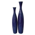 Set of 2 Deep Indigo Blue Ceramic Tall Thin Vases - Walmart.com
