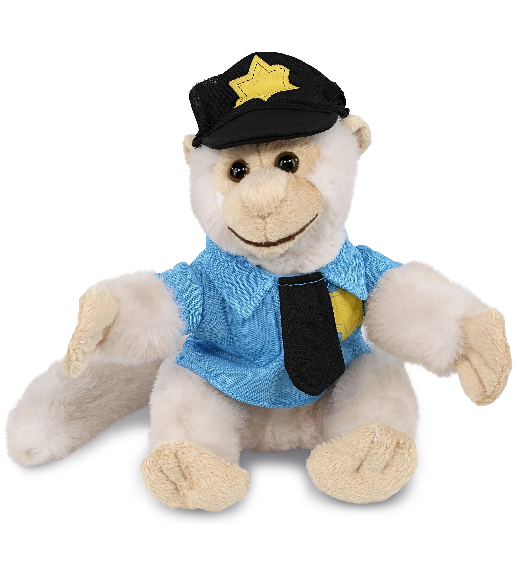 DolliBu White Squirrel Monkey Police Officer Plush Toy - Soft White ...