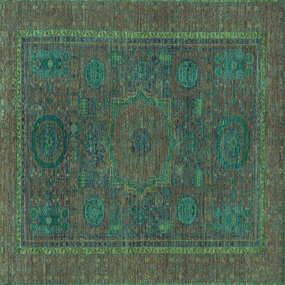 Ahgly Company Indoor Square Abstract Turquoise Blue Modern Area Rugs, 3 ...