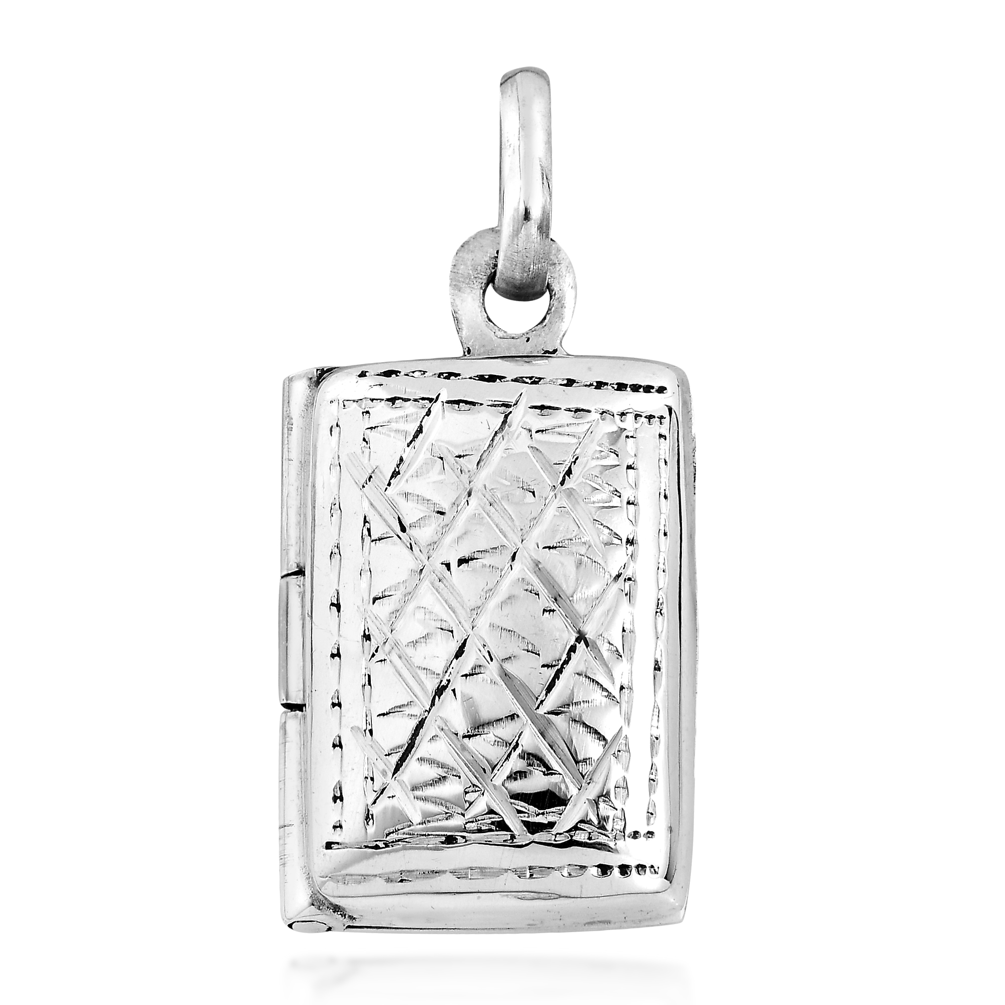 Edged Design Rectangle Locket .925 Silver Pendant - Walmart.com