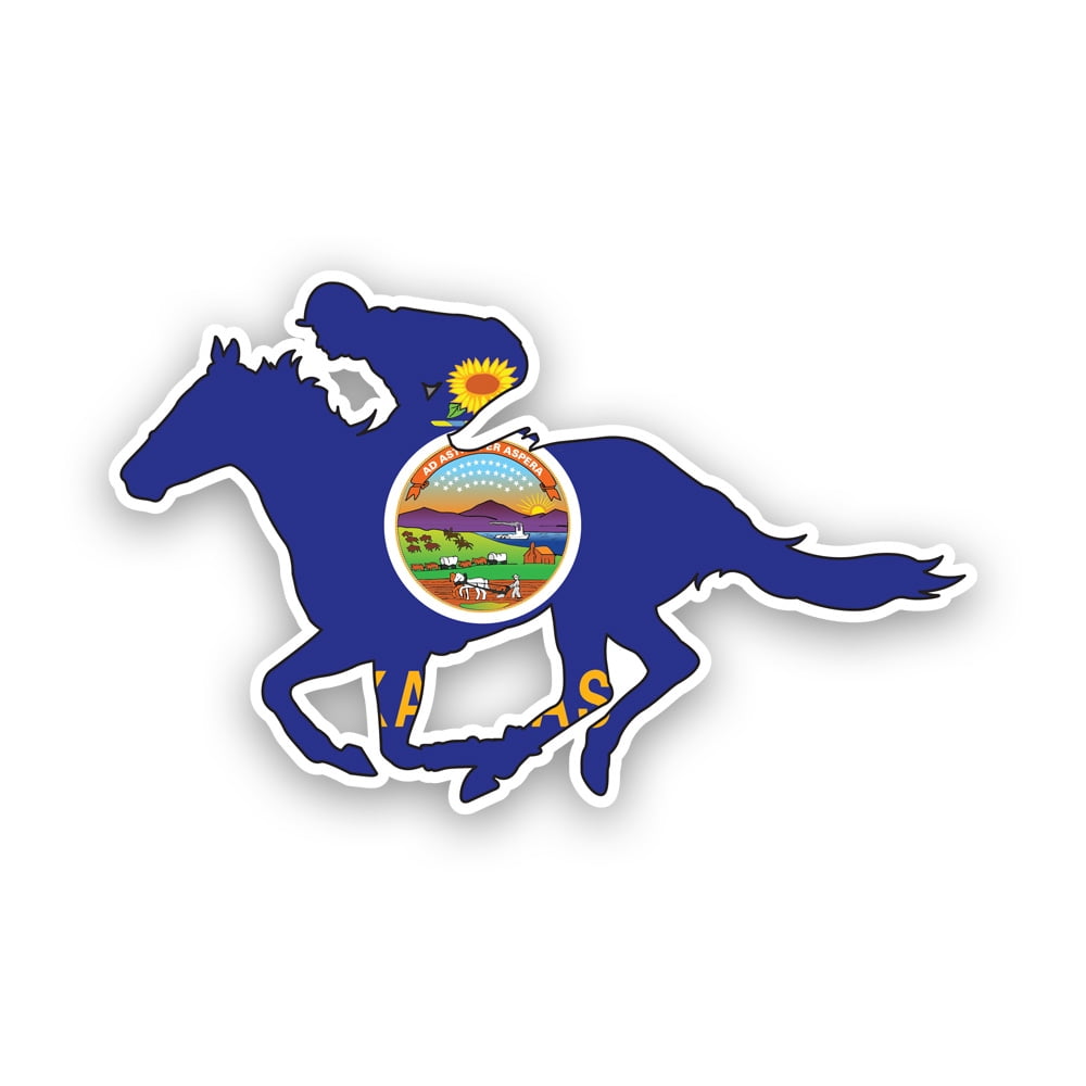Kansas KS Horse Racing State Flag Sticker Decal - Self Adhesive Vinyl ...
