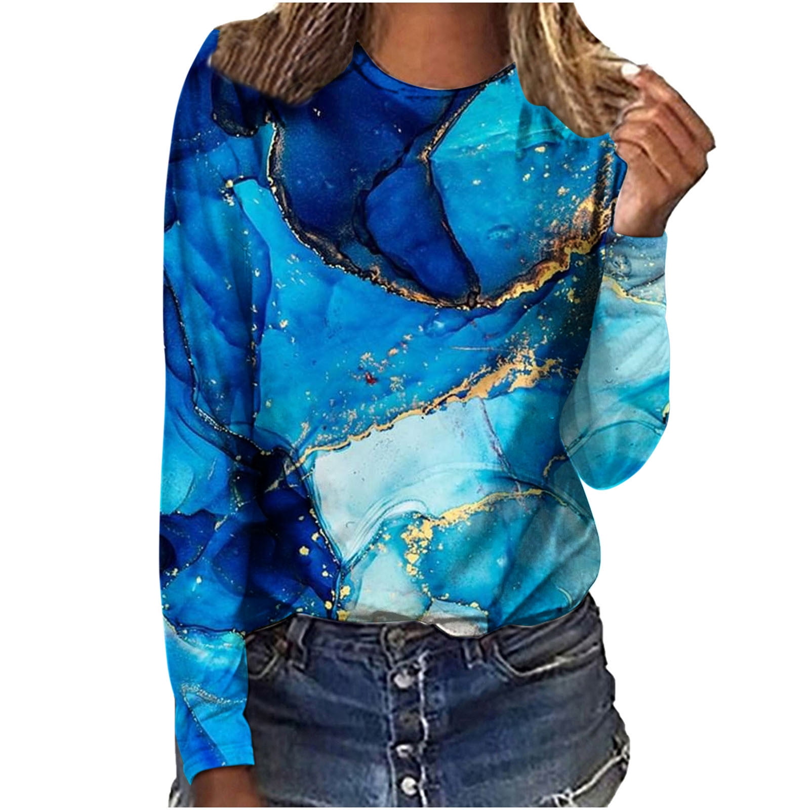 Click here for Pompotops Womens Ladies Round Neck Loose Tops Casu... prices