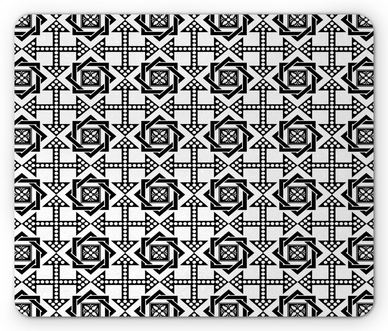 Black and White Mouse Pad, Celtic Star Pattern with Arrows with Polka ...