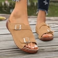 Brown Women'S Slippers Open Toe Thick Bottom Wedge Heel Casual Slip On ...