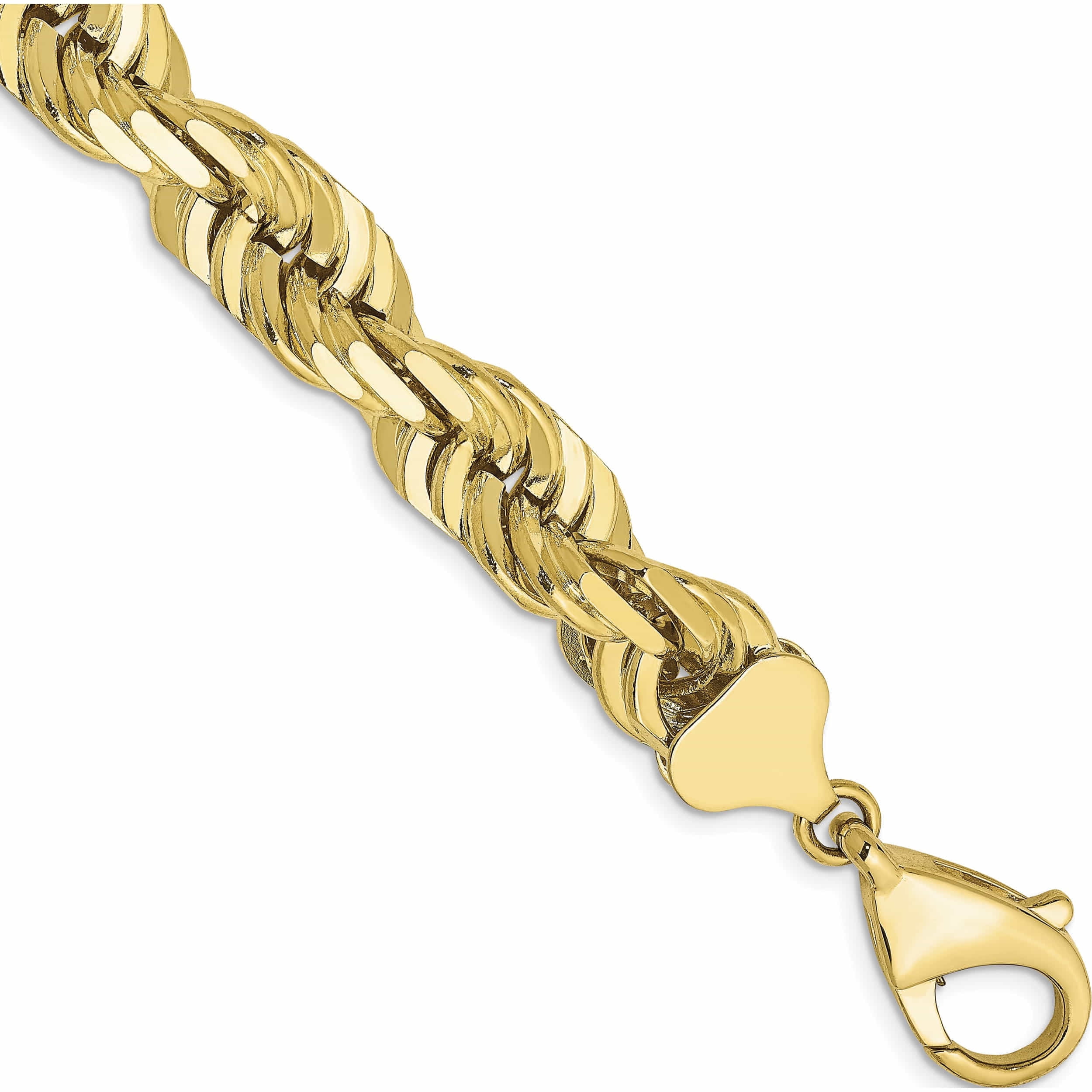 10K Yellow Gold 10mm Diamond-Cut Rope Chain (9 X 10) Made In Peru ...