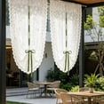Double Layer Floral Draw Back Curtain with Rod Pocket Lace Sheer ...
