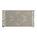 Jean Pierre Cotton Fringe Bath Rug 27x45 in Linen Bohemian Geometric ...