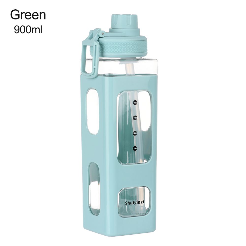 700/900ml Student Portable Sports Boy Girl Plastic Water Bottle Straw Cup Cup GREEN 900ML ...
